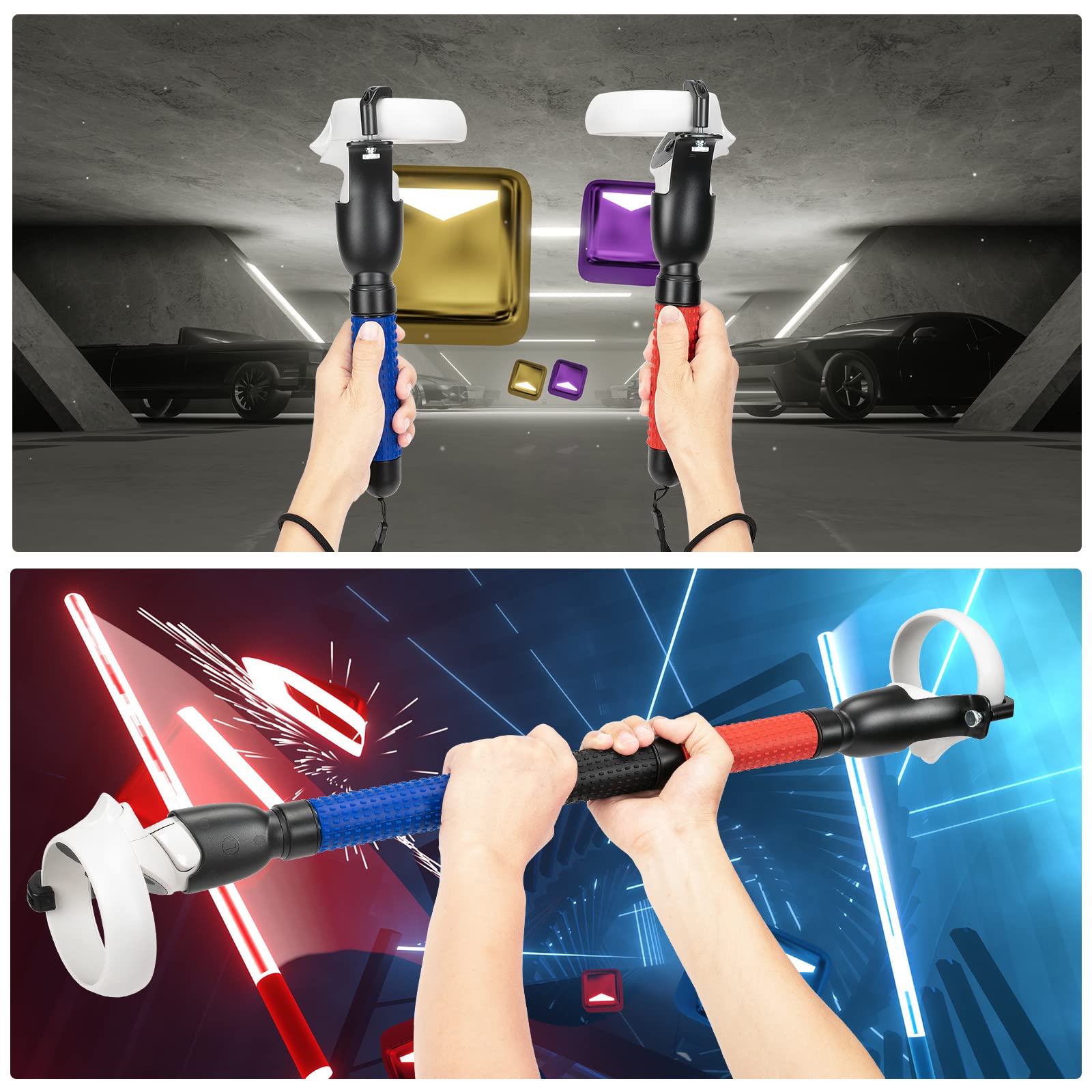 TOMSIN VR Game Handles Extension Grips for Beat Saber Accessories, VR Golf Club Attachment for Quest 2 or Rift S Controller,