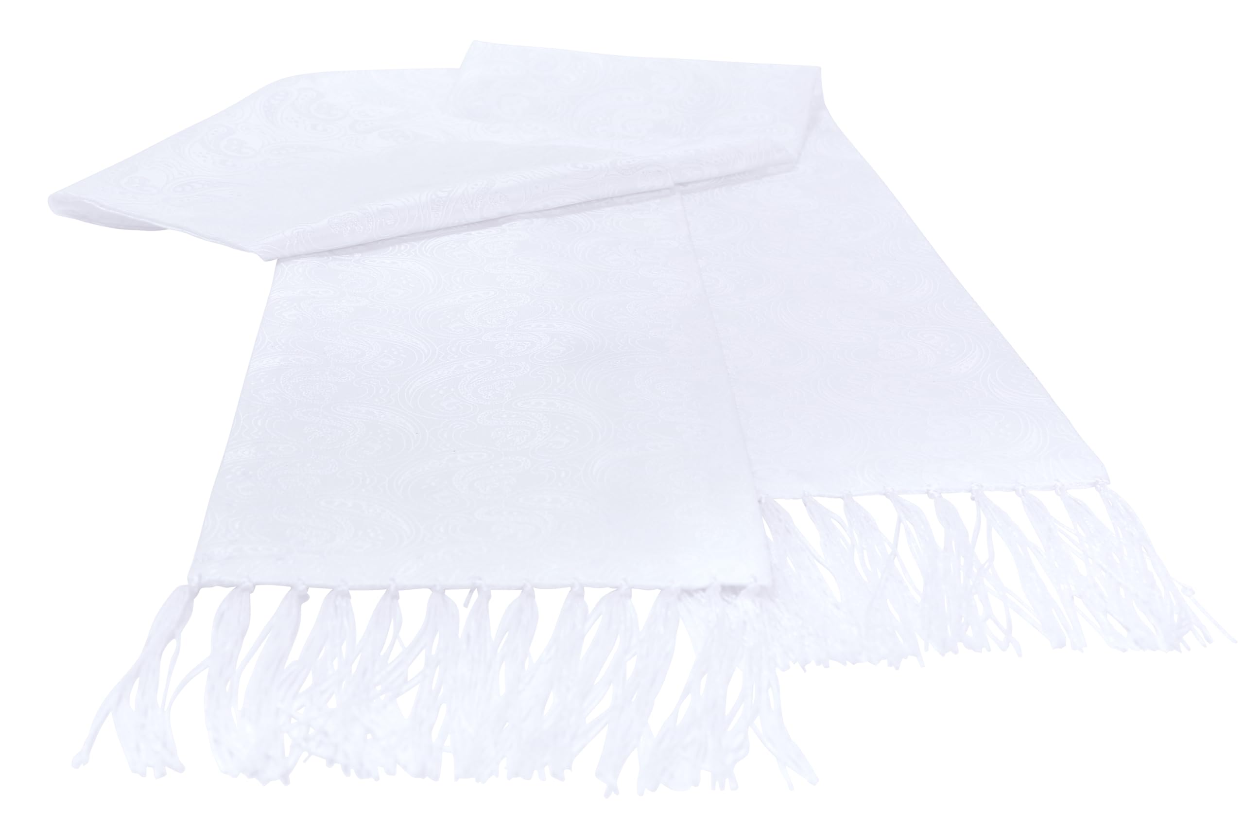 S.H. Churchill & Co. Luxurious Men's Paisley Scarf - Elegant, Soft Silk Blend, Classic Design for Sophisticated Style & Warmth - White