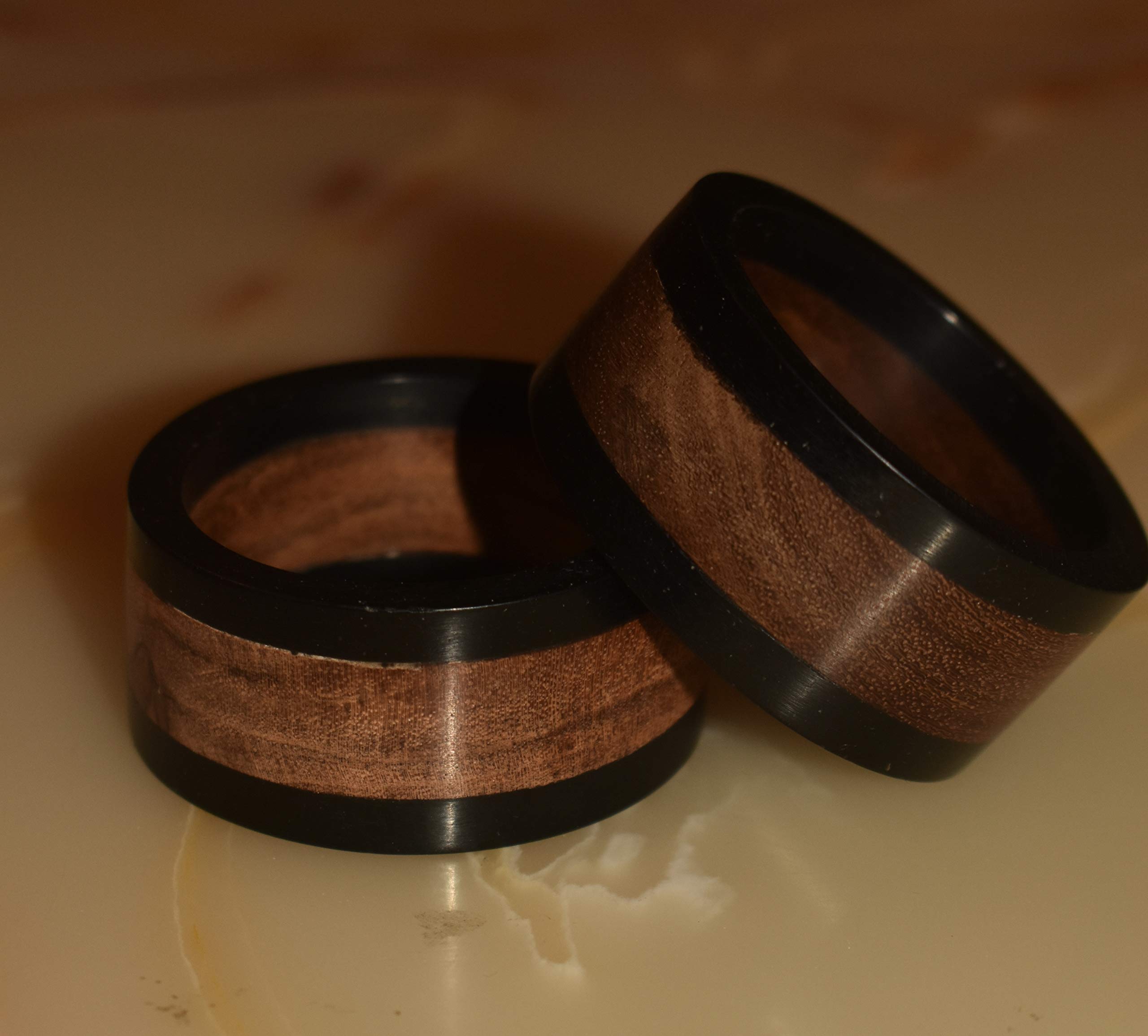 UNI_CRAFTS Wooden & Resin Napkin Ring Set for Dining Table Decoration (Black, 6)
