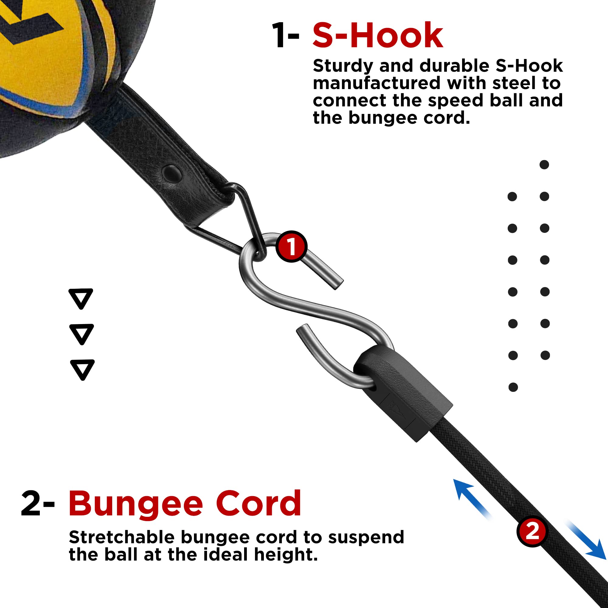 RDX Double End Speed Ball Leather Boxing Double End Speed Ball Bag MMA Double End Dodge Ball Punching Training Floor to Ceiling Rope Workout (Golden)