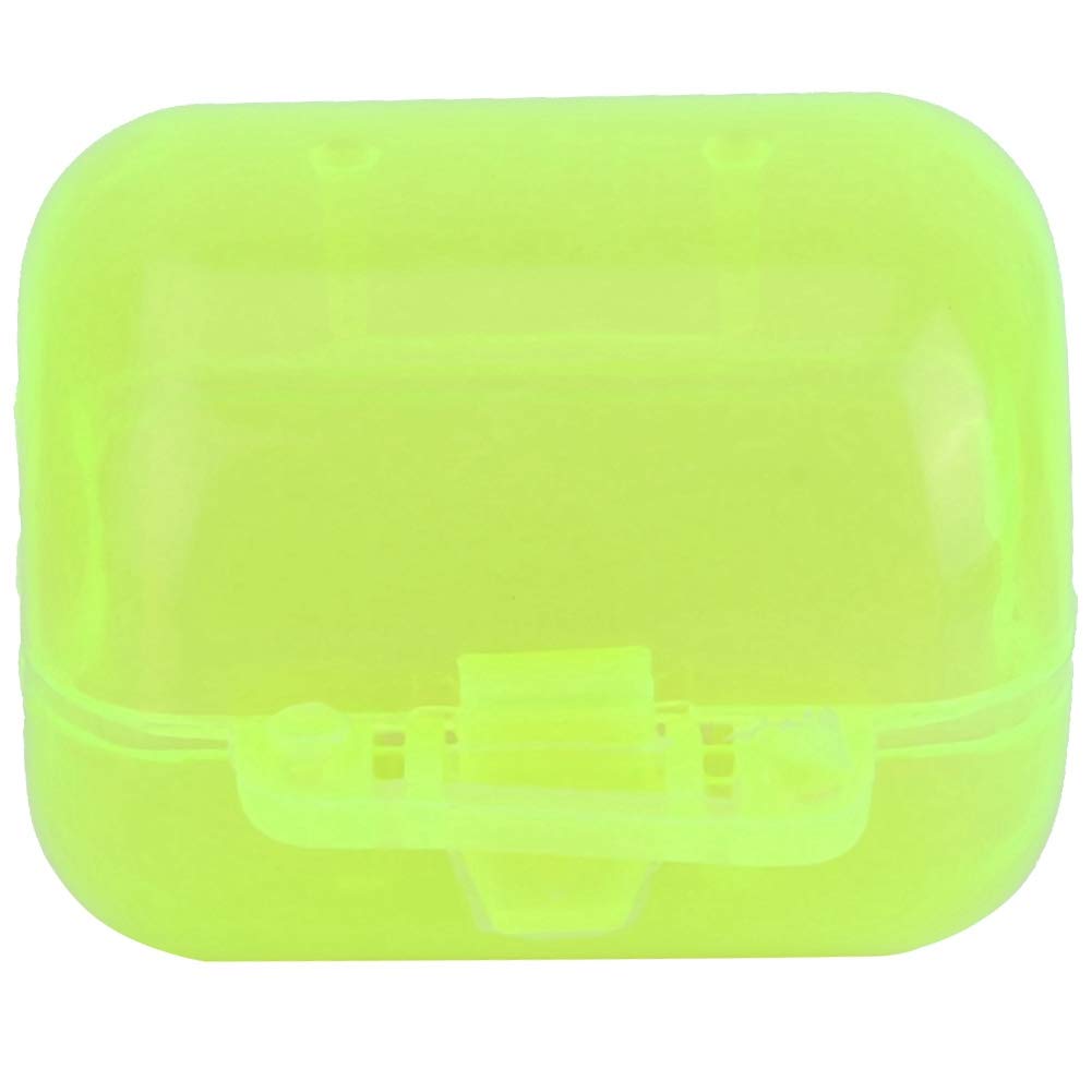 SUNGOOYUE 50pcs Fishing Hook Box, Portable Fluorescent Yellow Squid Lure Hook Cover Case Organizer Grid Box for Hook Bait(M)