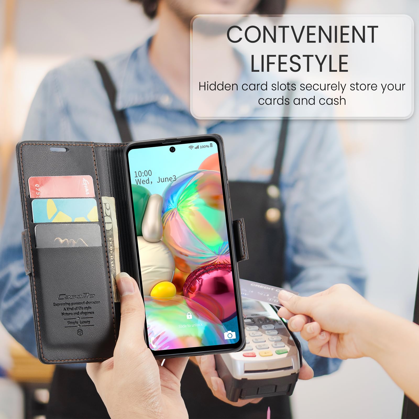 Samsung Galaxy A71(5G) Wallet Case Credit Card Holder,Magnetic Stand Leather Flip Case Cover ,Durable Shockproof Protective Cover for Samsung Galaxy A71(5G) 6.7" (Fashion Black)