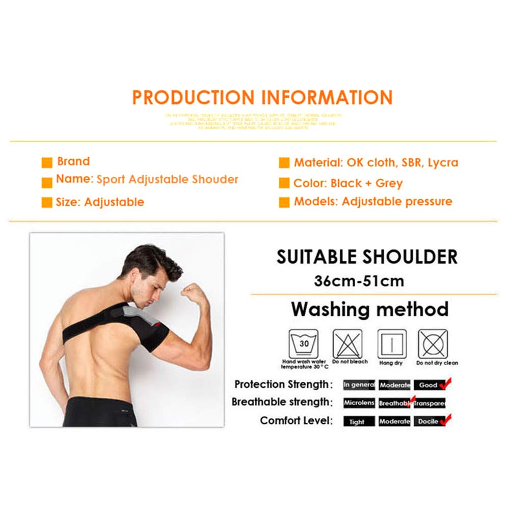 Shoulder Brace, Adjustable Shoulder Support Brace Strap Compression Support Wrap Belt Fits Left or Right Shoulder Support Arthritic Shoulders Sports Injury Sprain