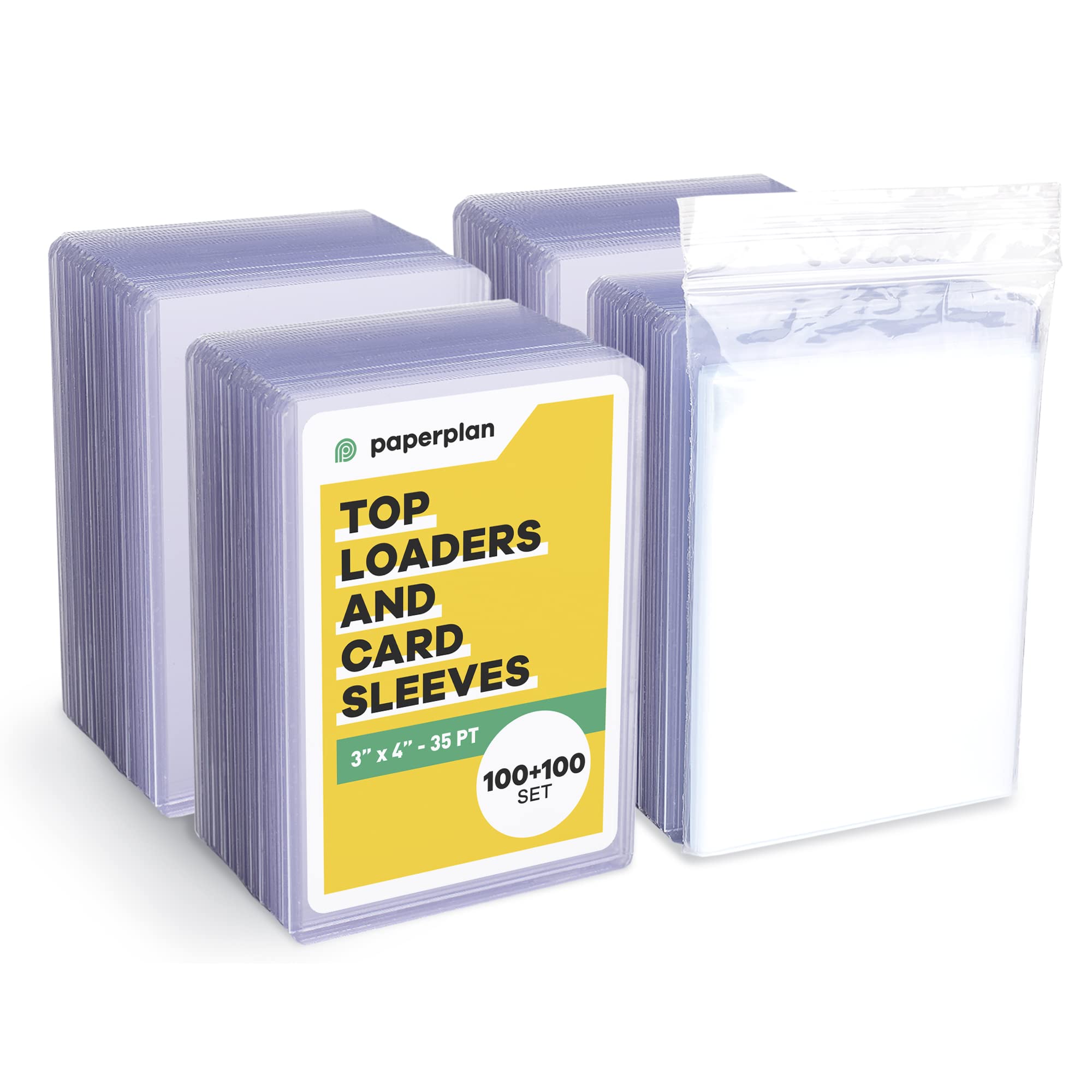 Top Loaders for Cards (100 Set + Sleeves) Card Protectors Hard Plastic - Card Top Loader - Toploader Card Protectors - Toploaders 3x4 Regular - Trading Card Top Loaders - Baseball Card Top Loaders