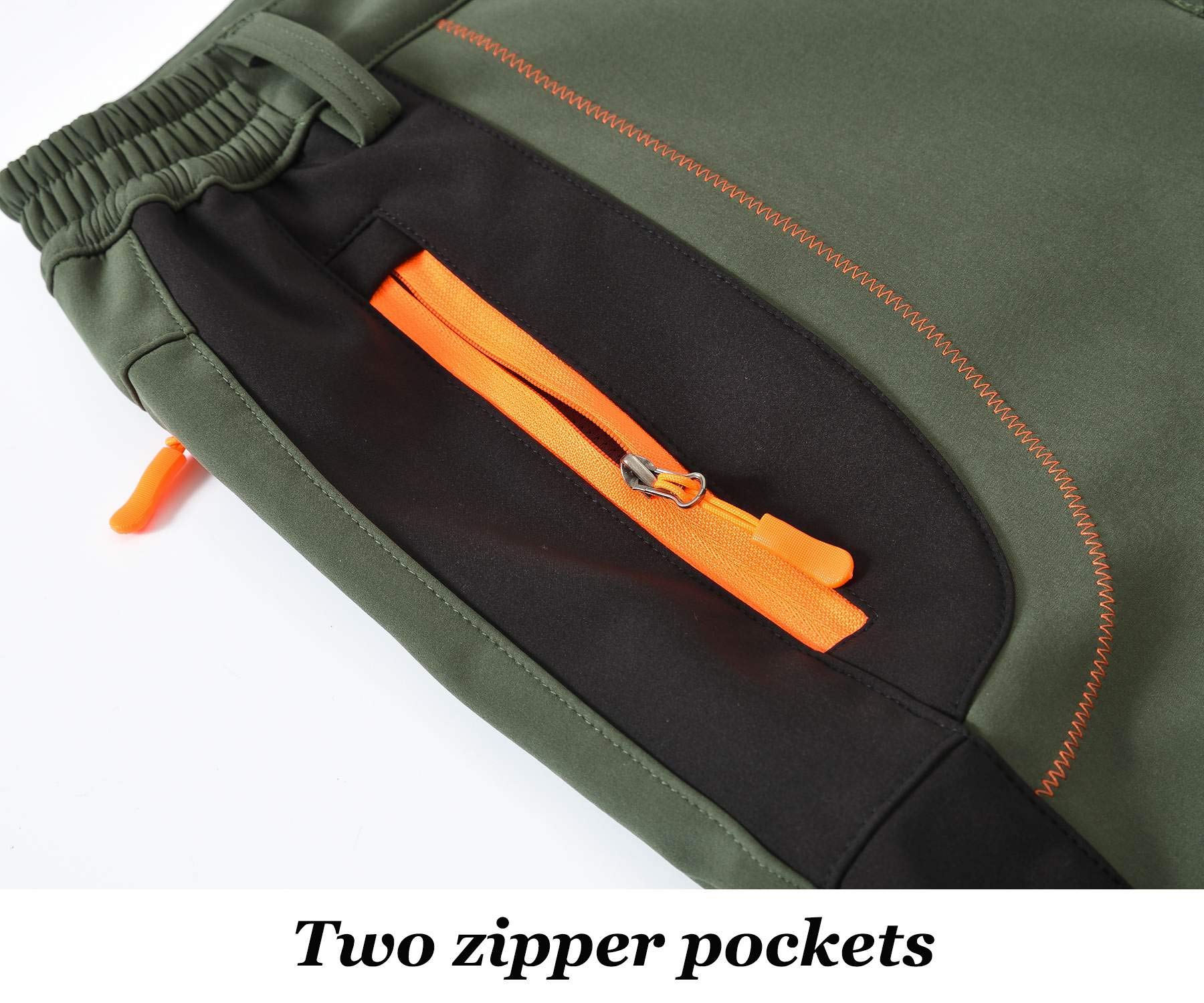 Rdruko Men's Snow Ski Pants Waterproof Insulated Winter Outdoor Hiking Fleece Pants with Belt(Army Green, US M)