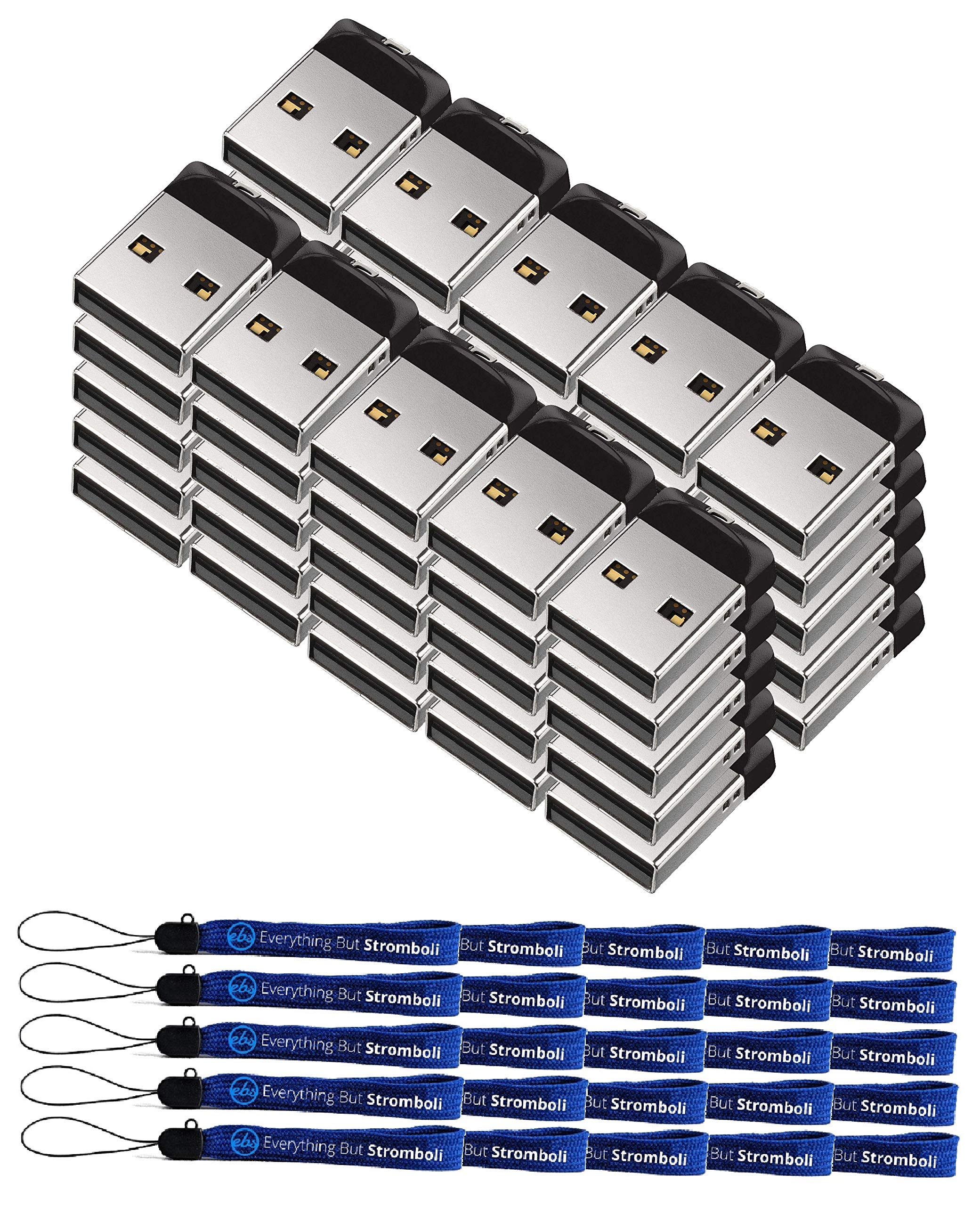 SanDisk 16GB Cruzer Fit USB 2.0 Flash Drives 50 Pack Bulk for Business, Office, Computers - Low Profile High Speed Memory Pen Drive (SDCZ33-016G-G35) Bundle with (25) Everything But Stromboli Lanyards