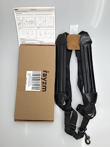 Rayzm Saxophone Strap, Universal Double Shoulder Leather Strap for Sax, Adjustable Padded Harness Strap for Alto Tenor Soprano Baritone Saxophone (Large Size)