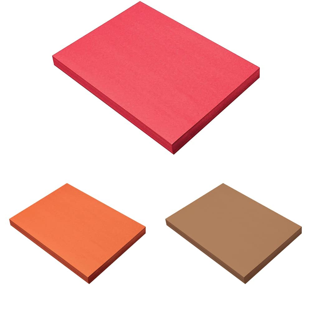 Prang (Formerly SunWorks) Construction Paper, Holiday Red, 9" x 12", 100 Sheets & Prang (Formerly SunWorks) Construction Paper, Orange, 9" x 12", 100 Sheets & Prang (Formerly SunWorks) Construction