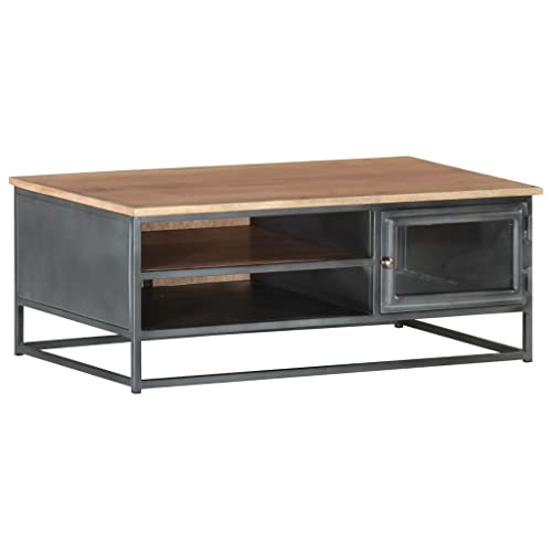 QJBSAVVA Coffee Table Gray 35.4"x19.7"x13.8" Solid Acacia Wood,Entrance Table Tray Tables Center Table Low Table Suitable for Meeting Rooms, Reception Rooms, Offices