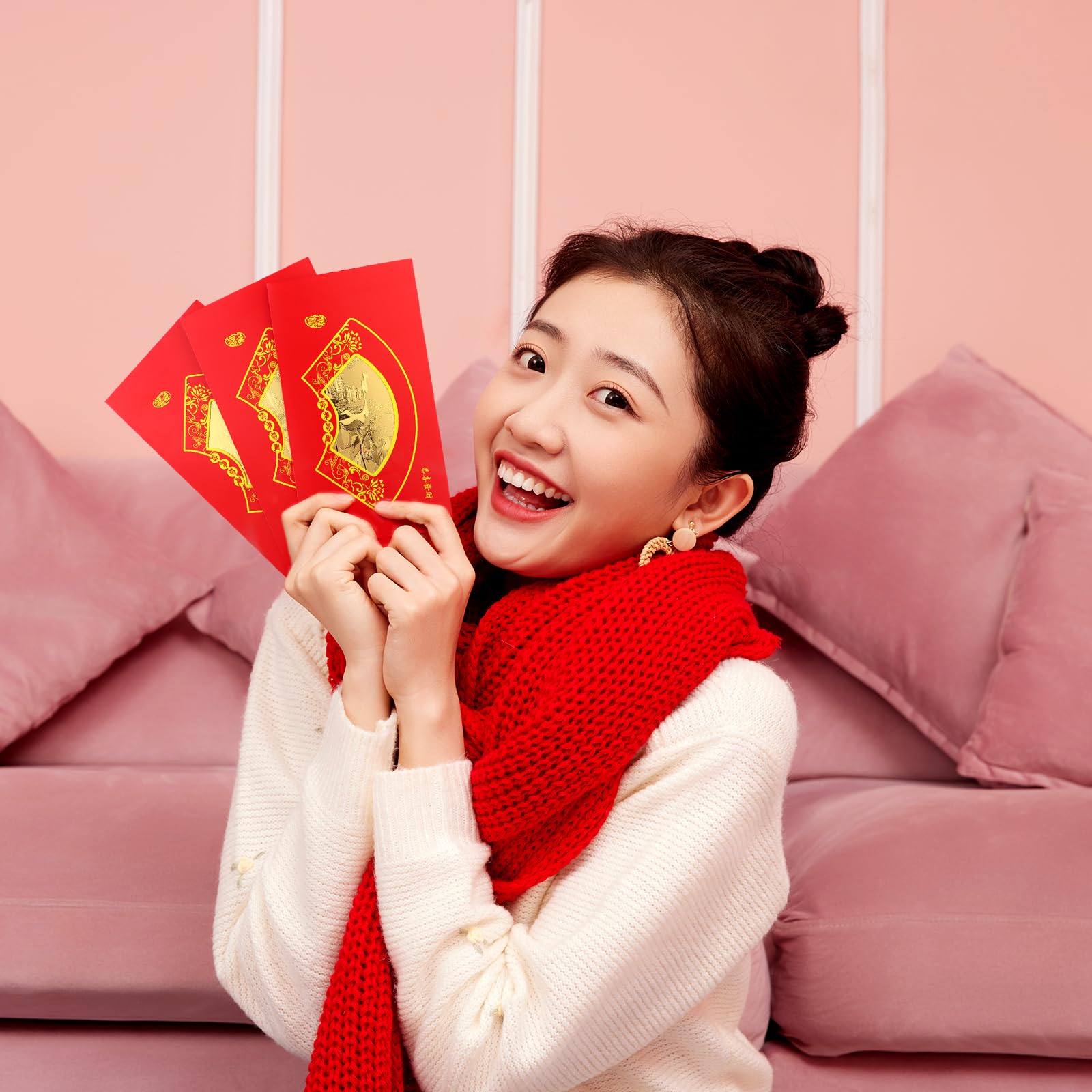 Yiphates 20Pcs Chinese Year Gold Commemorative Banknotes Snake Year Gold Banknotes with Red Money Envelopes Hong Bao Lucky Zodiac Blessing Souvenir Gift