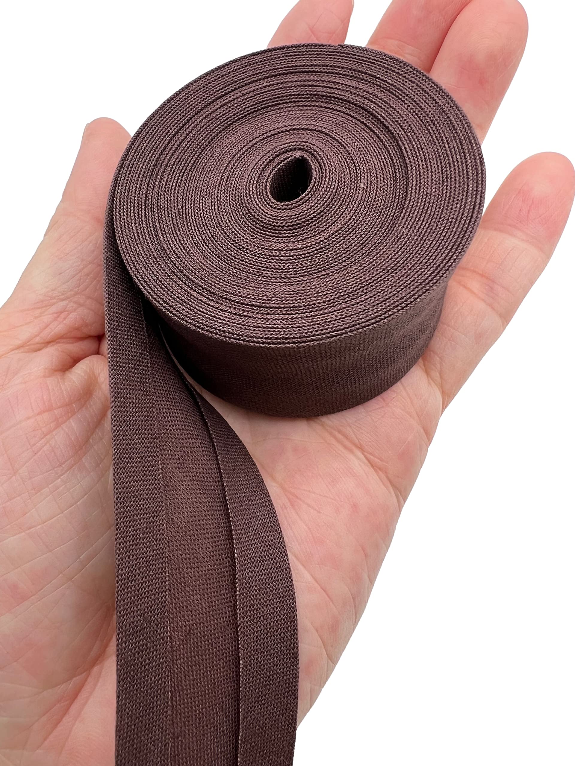 PEPPERLONELY 5 Yards 25mm (1 Inch) 100% Cotton Single Fold Bias Type Bias Binding for Sewing and Hemming Ribbon - Dark Brown