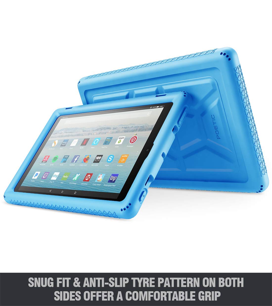 Poetic All-New Fire HD 10 Tablet Case (7th Gen 2017 and 9th Gen 2019 Release), Heavy Duty Kids Friendly Silicone Protective Cover, TurtleSkin Series, for Amazon Fire HD 10.1 Inch Tablet, Blue