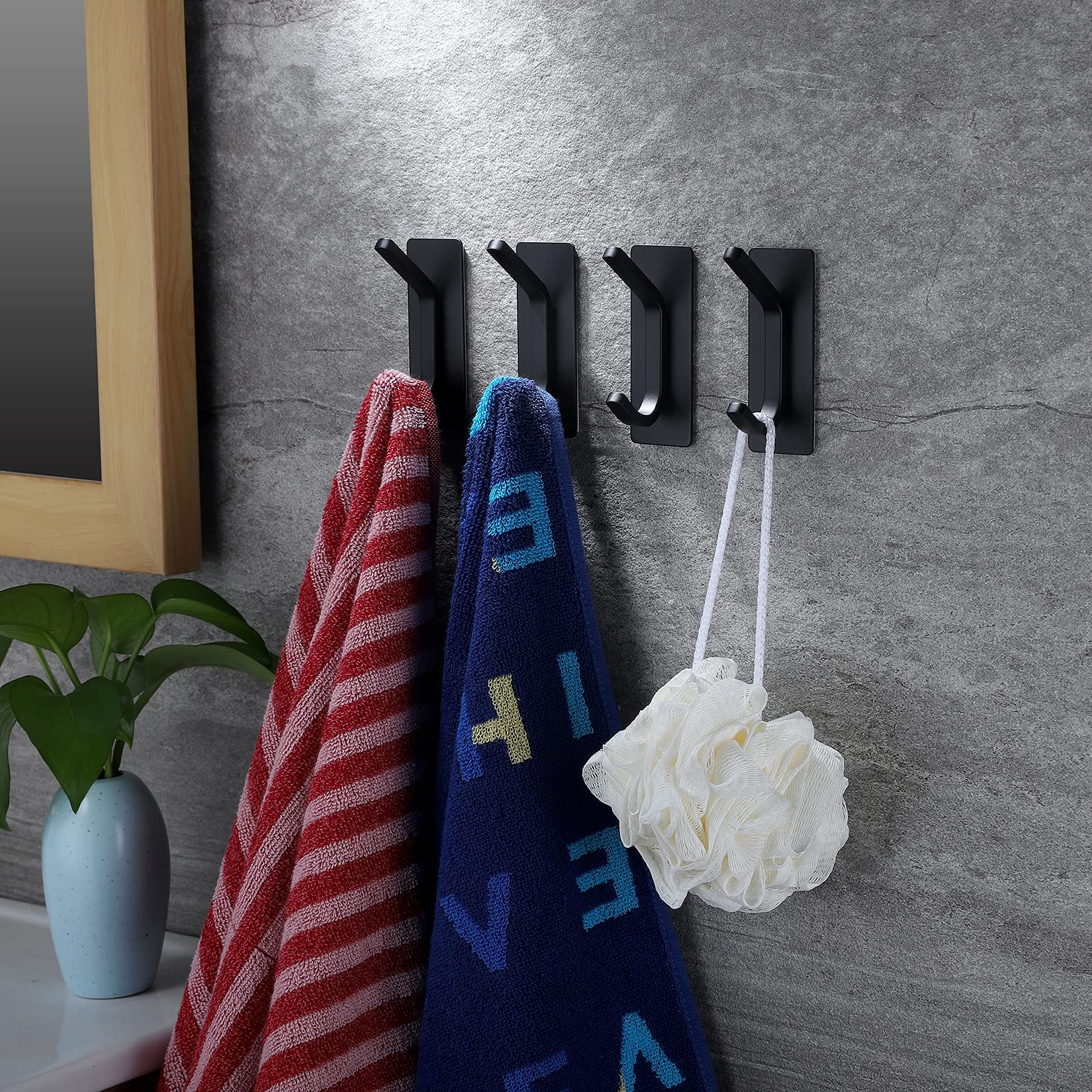Under Cabinet Paper Towel Holder + Black Wall Hooks Adhesive Hooks