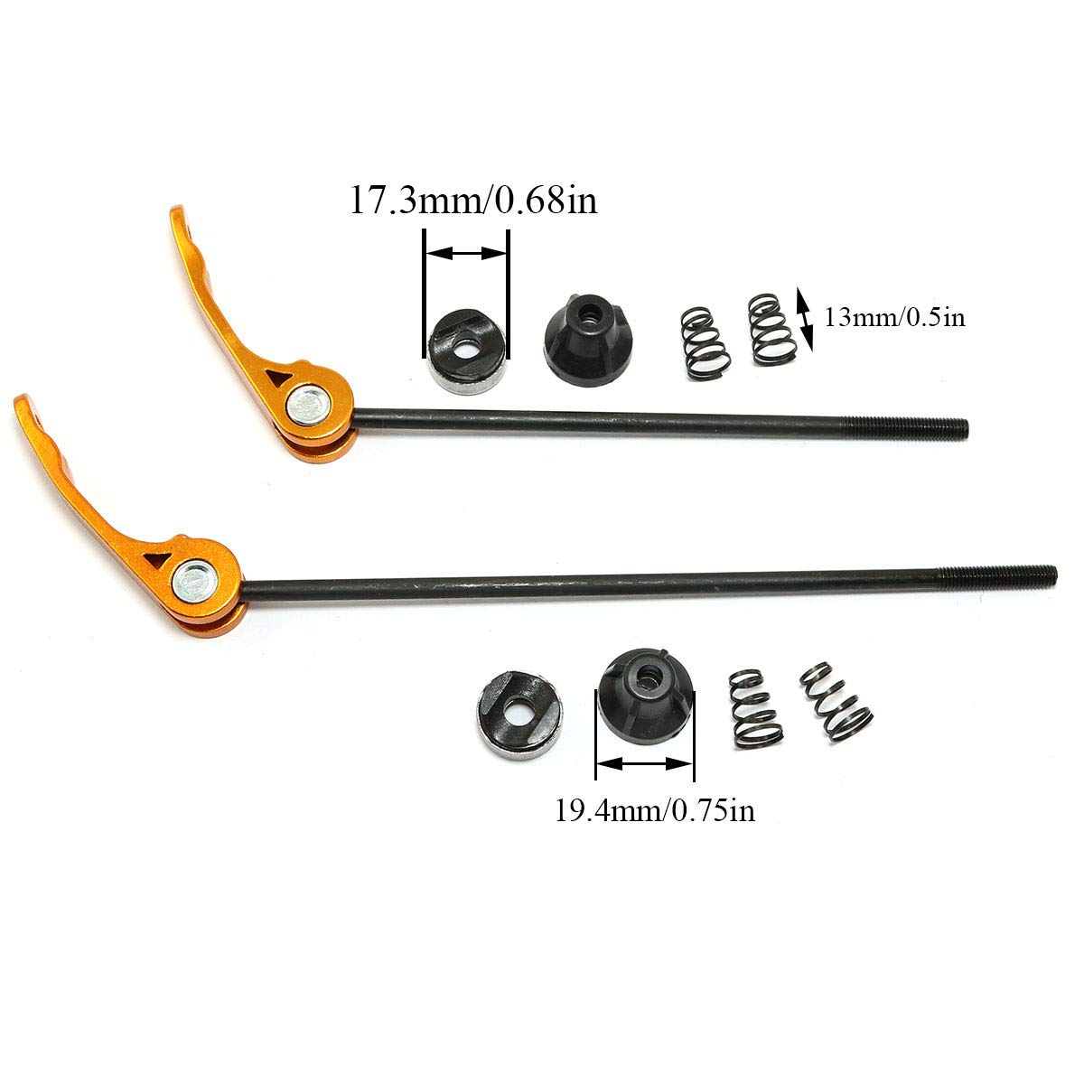 Pro Bamboo Kitchen Quick Release Wheel Front and Rear Axle Hollow Shaft Kit Golden Front and Rear Skewers Quick Release Clip Bolt Lever for Road Mountain Bicycle MTB
