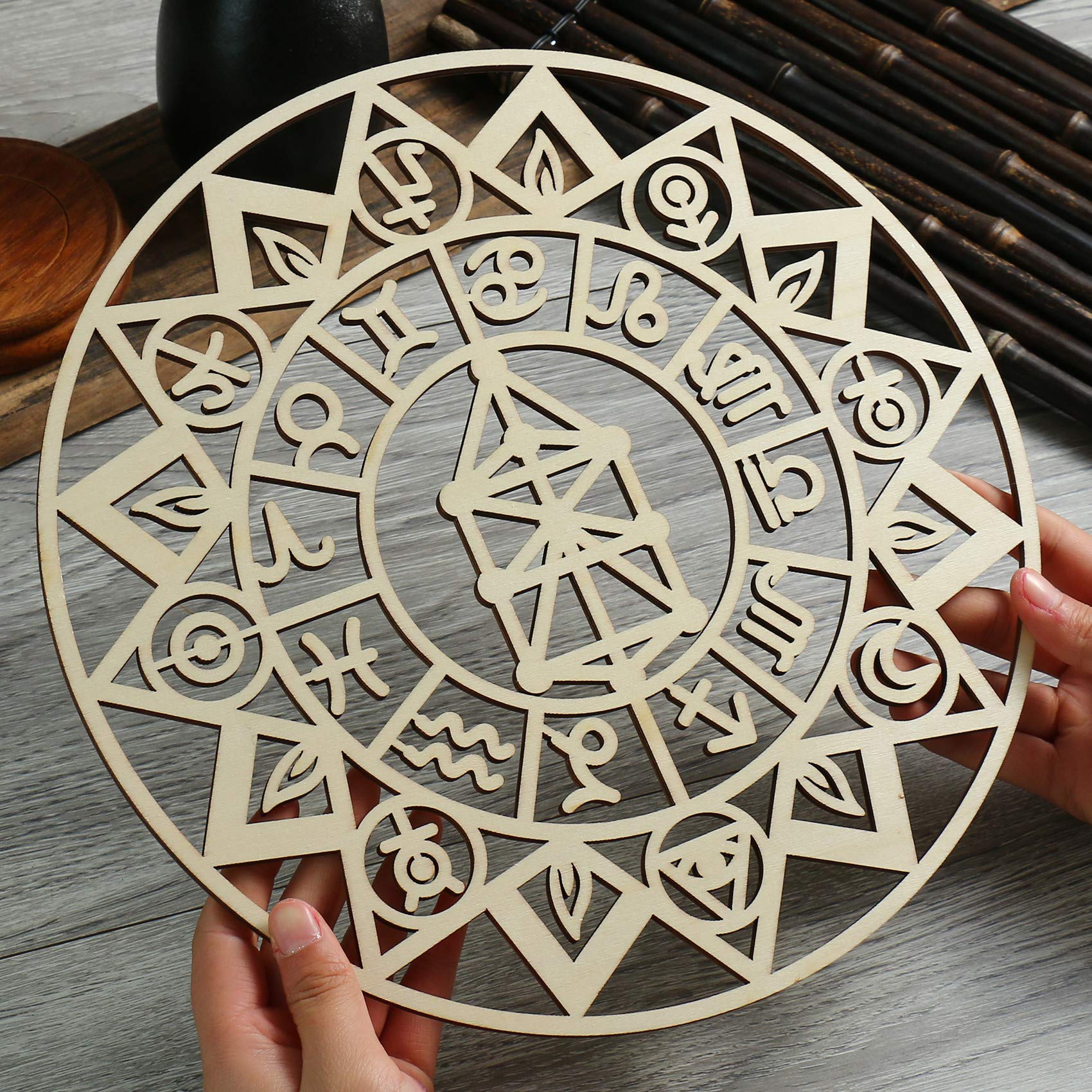 Simurg 12 Constellation Wooden Wall Decor Zodiac Wooden Wall Sculpture for Home, Office, Yoga Studio (12 Constellation)