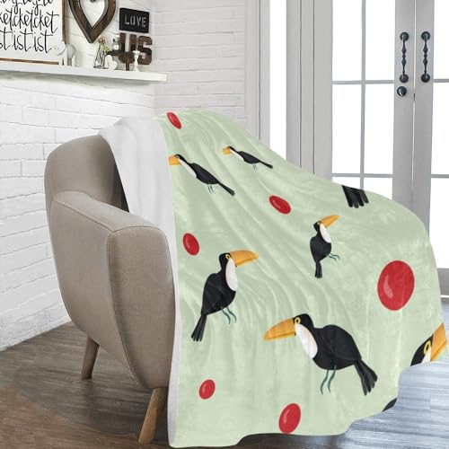 RANKOO Bird with Red Fruit Throw Blanket Ultra-Soft Micro Flannel Blanket, Lightweight Warm Fuzzy Cozy Blanket, Big Fall Winter Throw Blanket for Couch Bed Sofa Living Room, 60" X 80"