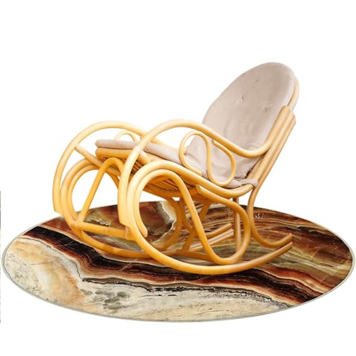 Round Office Desk Chair Mat Marble Anti-Slip Floor Protector Mat Abstract Luxury Art Office Carpeted Floor Mats for Computer Desk 2 FT