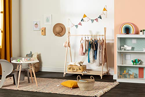 South Shore Sweedi Scandinavian Clothes Rack for Kids-Natural Pine