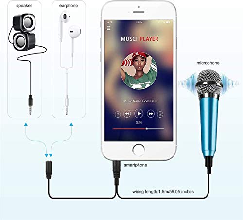 YUMOMUY Mini Microphone,Tiny Microphone,Mini Karaoke Microphone for Mobile Phone Laptop Notebook Apple iPhone Sumsung Android (Blue)