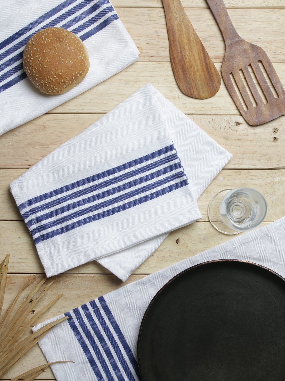 The Weaver's Blend 100% Cotton Kitchen Towels with Blue Stripe Design | Kitchen Towels and Dish Cloths | Size 28βx18β | Set of 6