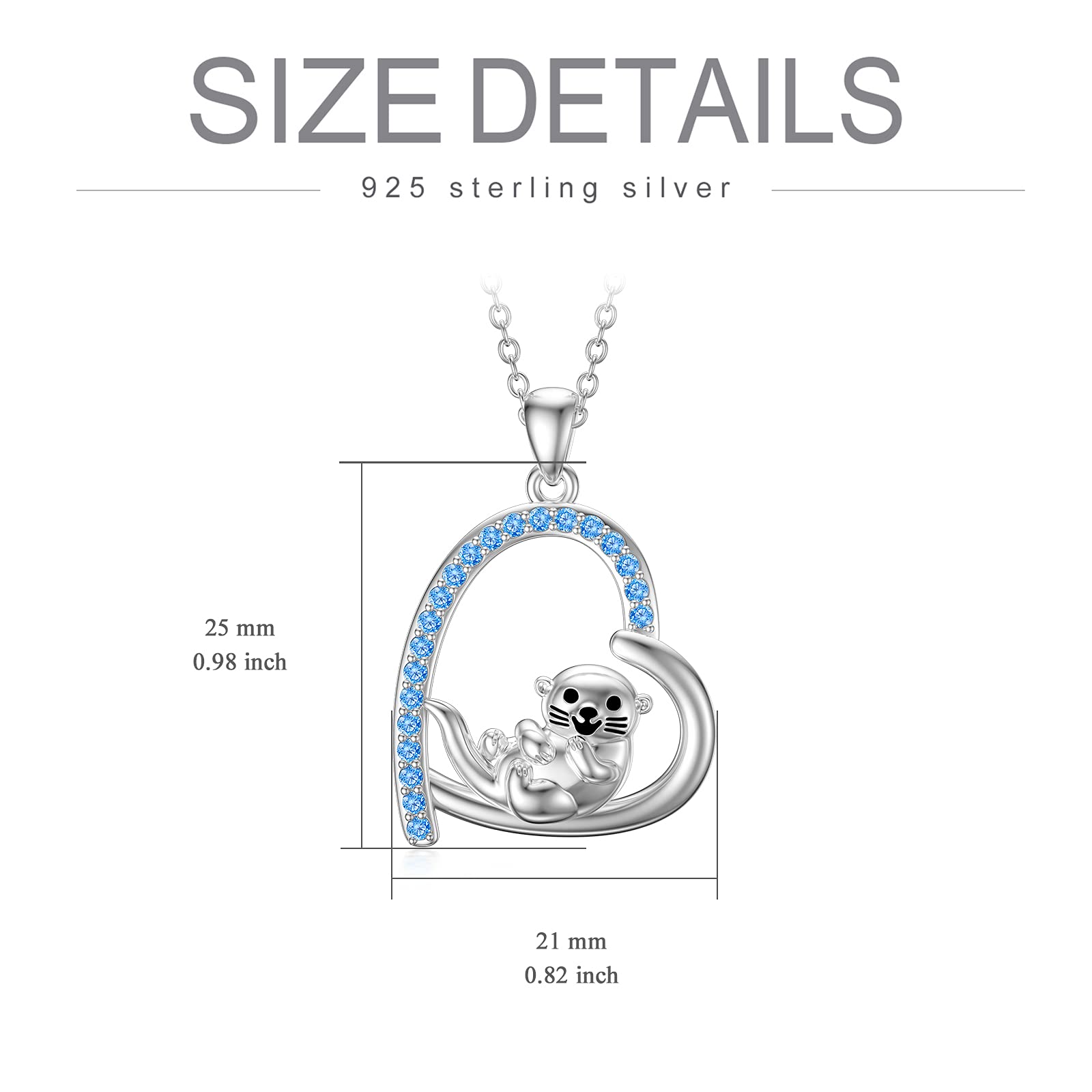 PROESS Otter Necklace Sterling Silver Sea Otter Necklace for Women Otter Lovers Otter Pendant Jewelry Gift