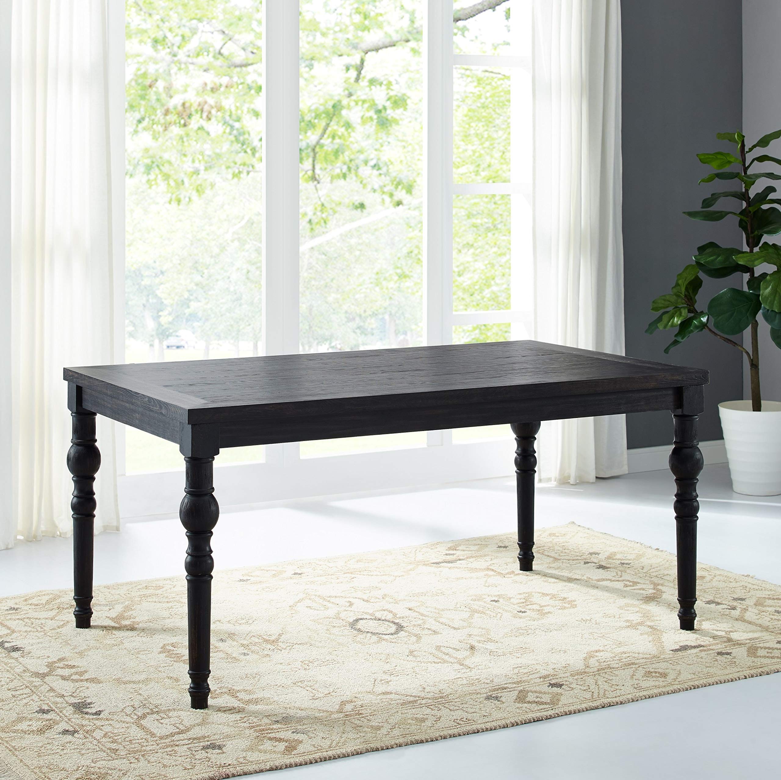 Roundhill Furniture Leviton Urban Style Dark Washed Wood Dining Set: Table, 4 Chairs and Bench, Gray