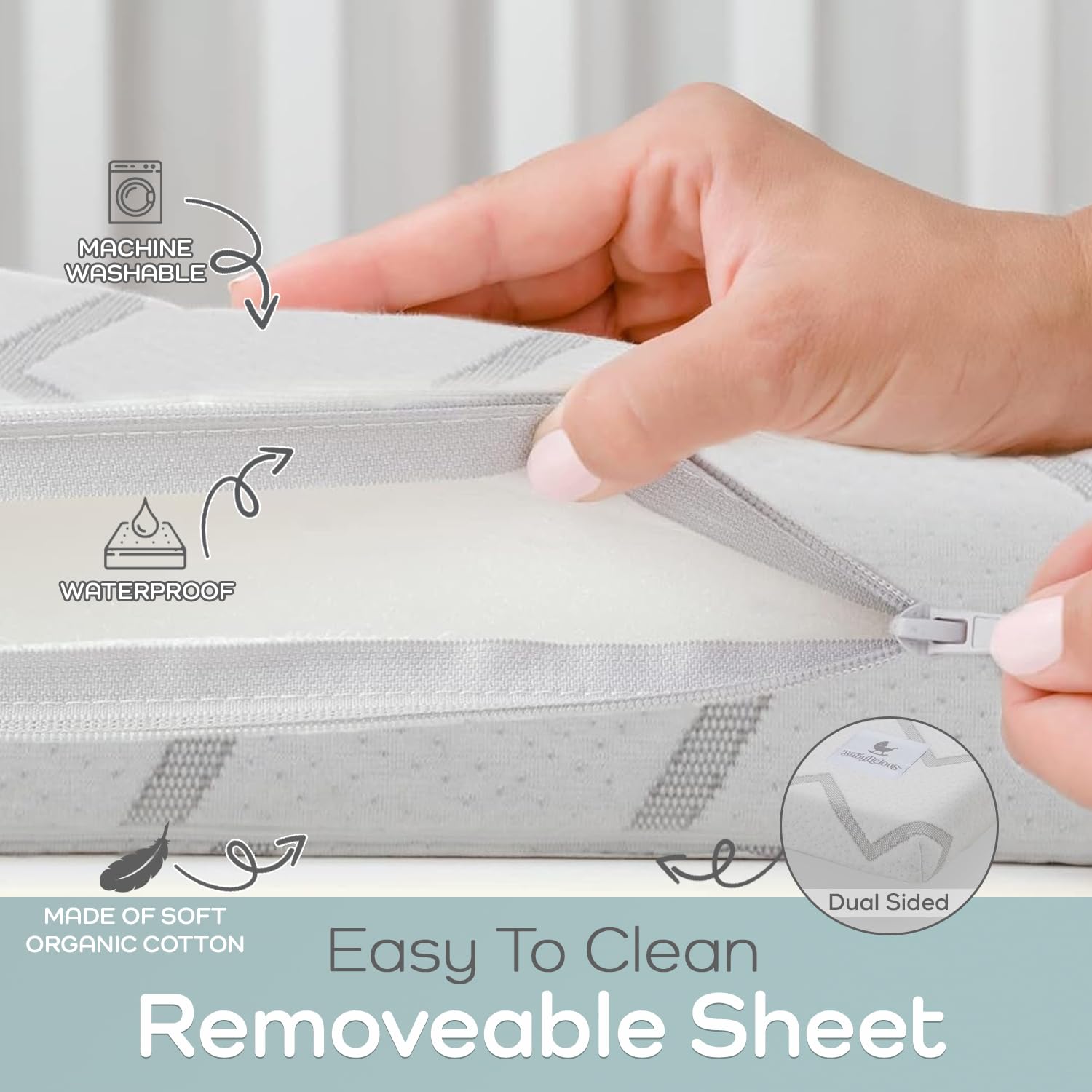 Waterproof Pack and Play Mattress Topper - 38" x 26" | Roll Up Style - Breathable Soft Memory Foam - Portable Playard Mattress Topper- Baby Foam Playpen Mattresses for Babies