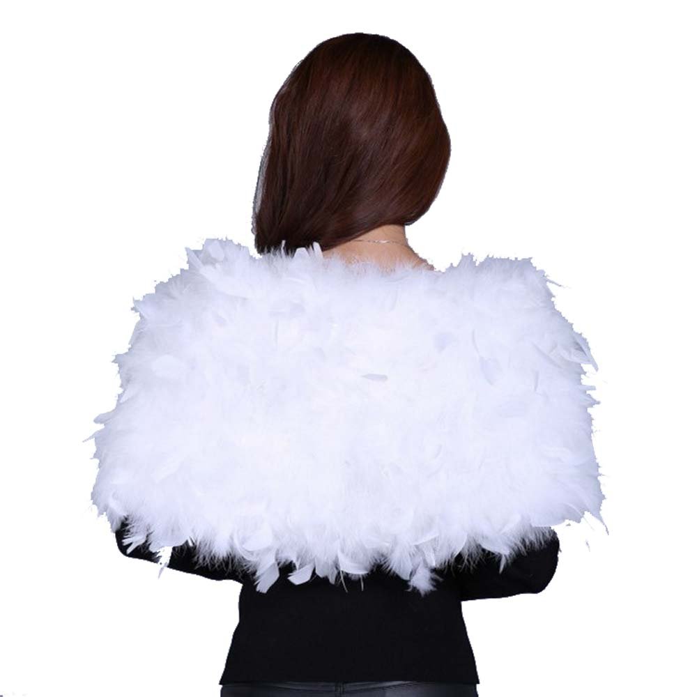 Real Ostrich Feather Cape fluffy for Wedding Birthday Centerpiece (White with Feather Pieces)