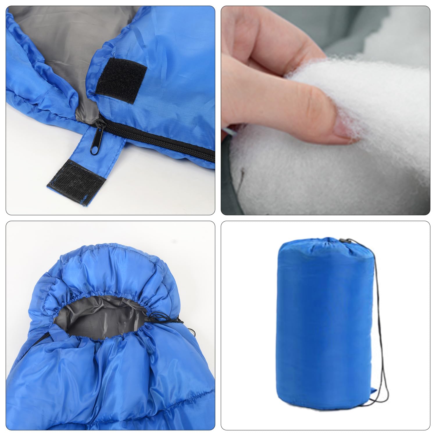 Wind Tour 3 Season Lightweight Waterproof Indoor & Outdoor Spliceable Single Sleeping bag 1.35kg with left and right zippers for Hiking Backpacking Camping (Blue with left zipper)
