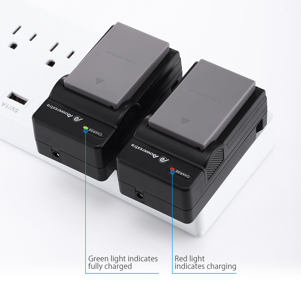 Powerextra 2 Pack Battery & Charger Compatible for Olympus BLS-5, BLS-50, PS-BLS5 and Olympus OM-D E-M10, Pen E-PL2, E-PL5, E-PL6, E-PL7, E-PM2, Stylus 1