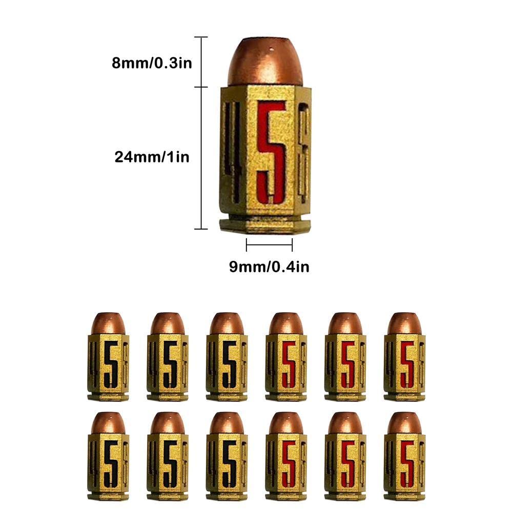 WAITLOVER D6 Bullet Dice Set 9mm - 6 Sided Metal Bullet Dice,Bullet Polyhedral Dice Set,Tables Board Game Dice for Poker Party Playing Games-Red