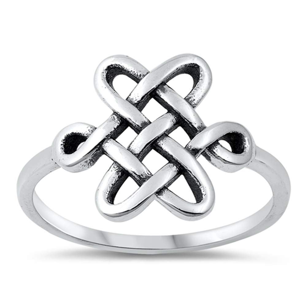 Unique Interlocking Celtic Cross Ring New .925 Sterling Silver Band Size 6