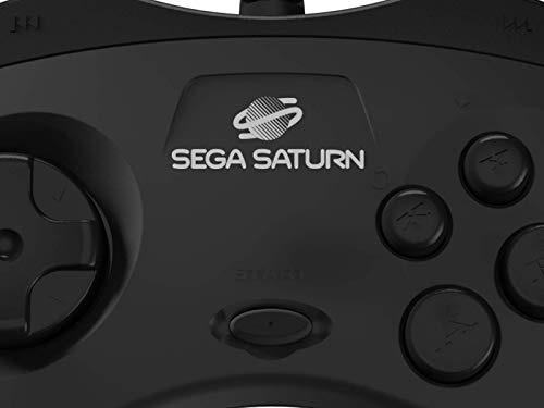 Retro-Bit Official Sega Saturn USB Controller Pad (Model 1) (Old Version) for Sega Genesis Mini, PC, Mac, Steam, RetroPie, Raspberry Pi - USB Port - (Black)