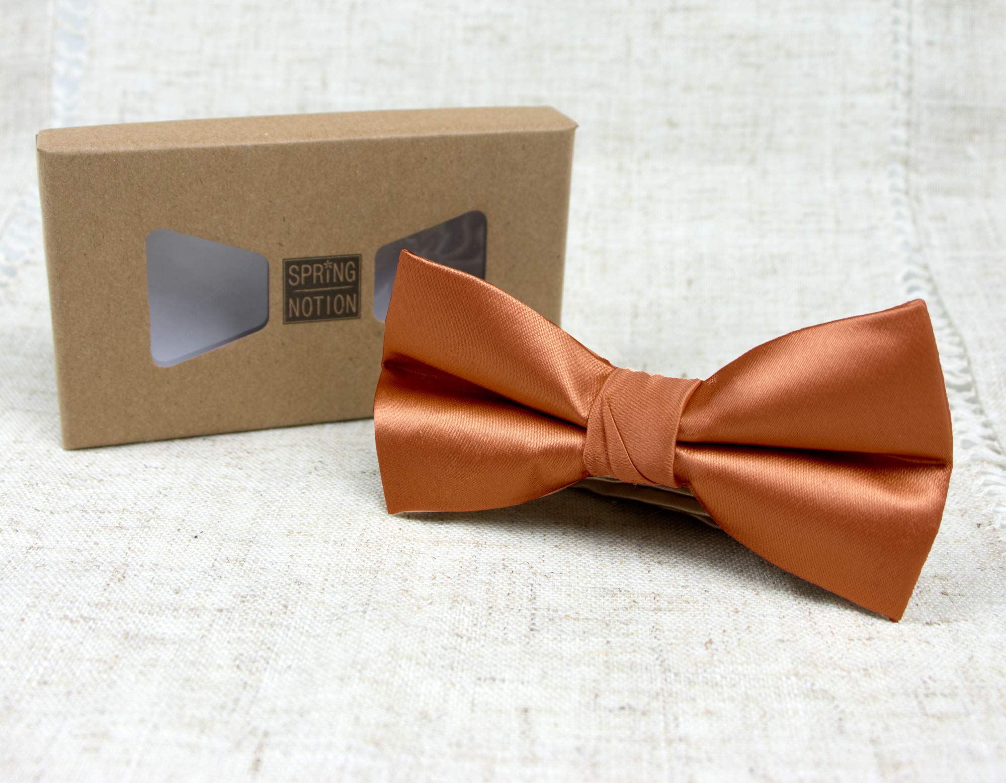 Spring Notion Men's Solid Color Satin Microfiber Bow Tie Rust