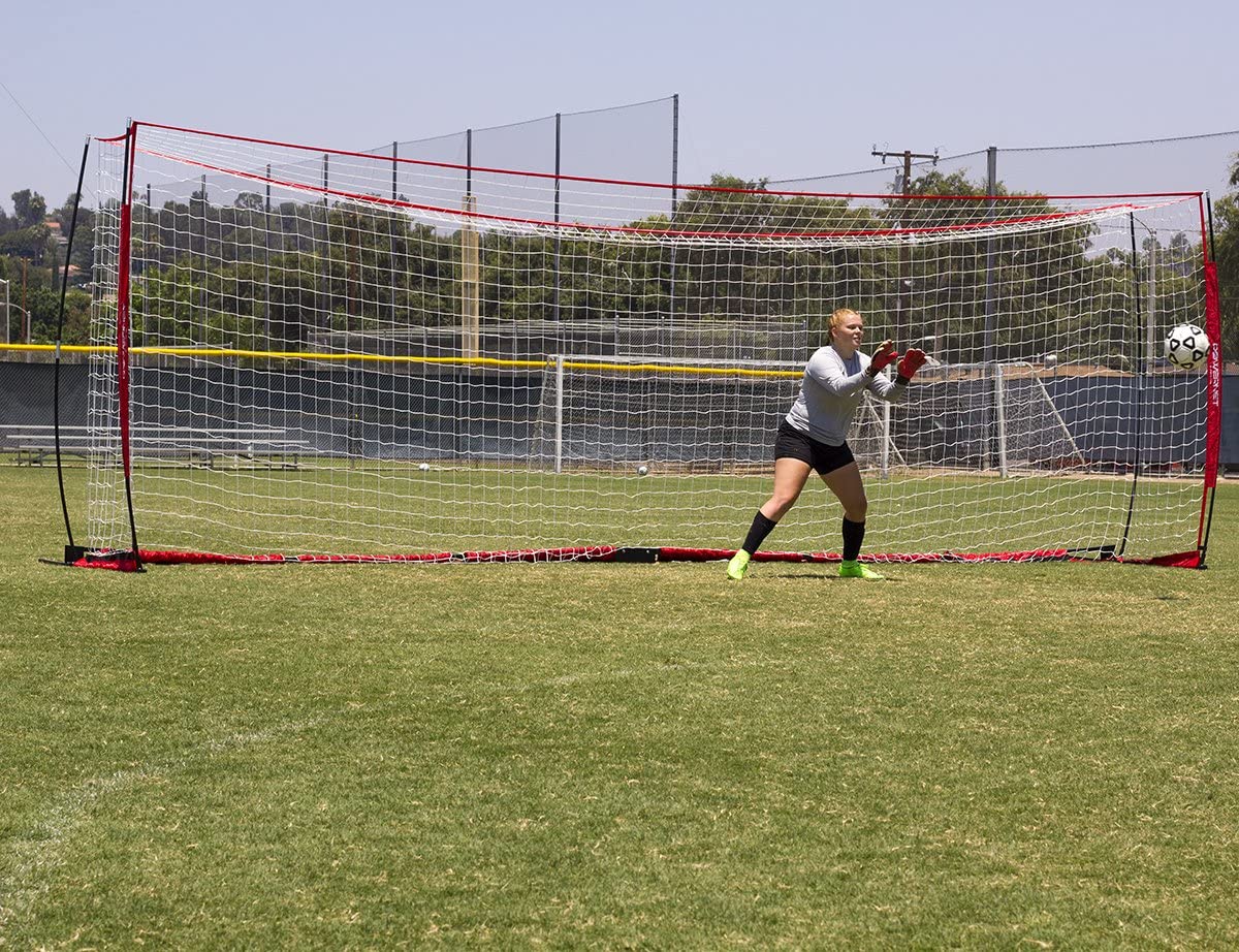 PowerNet Carli Lloyd Soccer Goal 24 x 8 | Regulation Goal Size | Portable Instant Net | Collapsible Metal Base | Quick Setup Easy Storage | 1 Goal+1 Wheeled Carrying Bag | Full Size