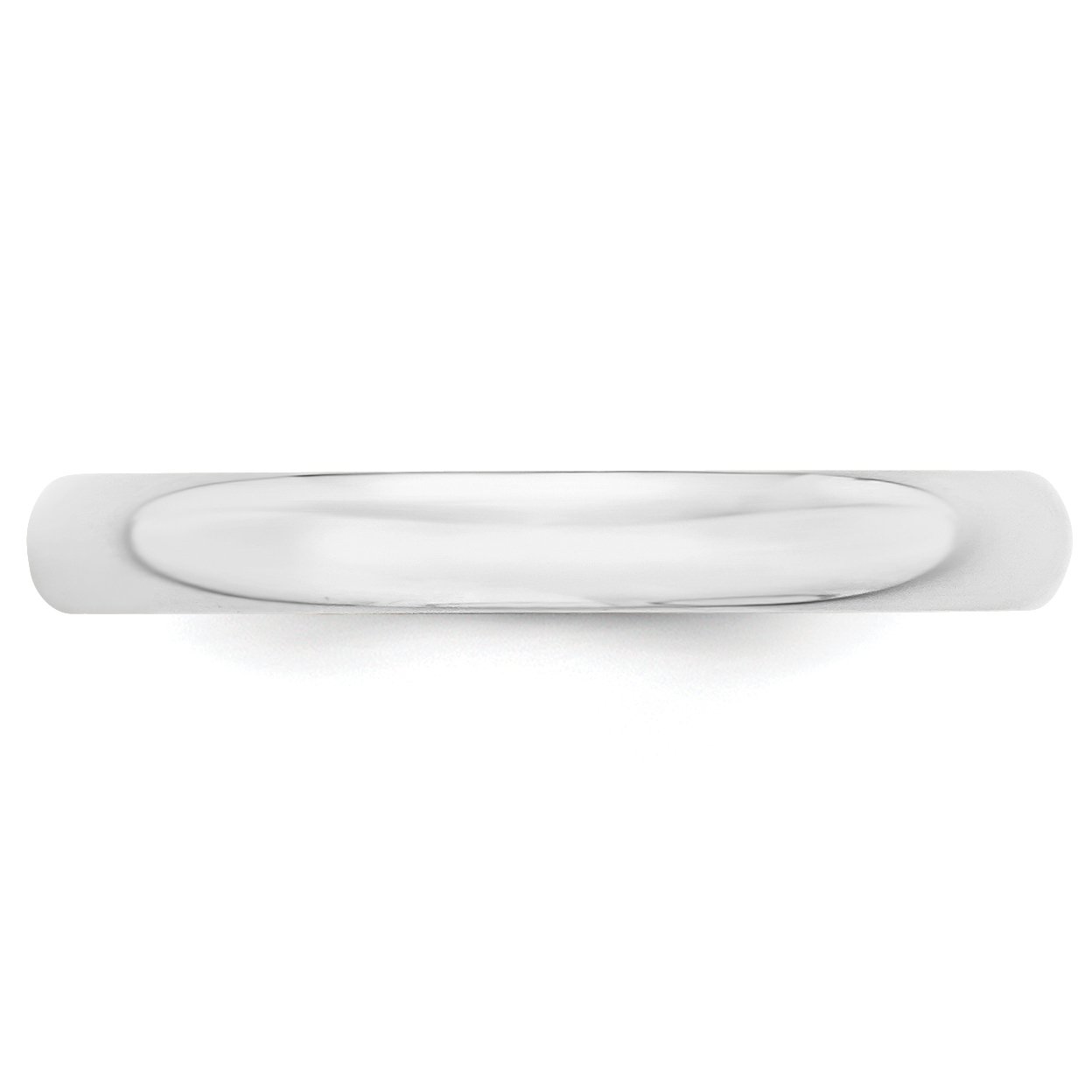 Solid 14k White Gold 3 mm Rounded Wedding Band Ring Size 9