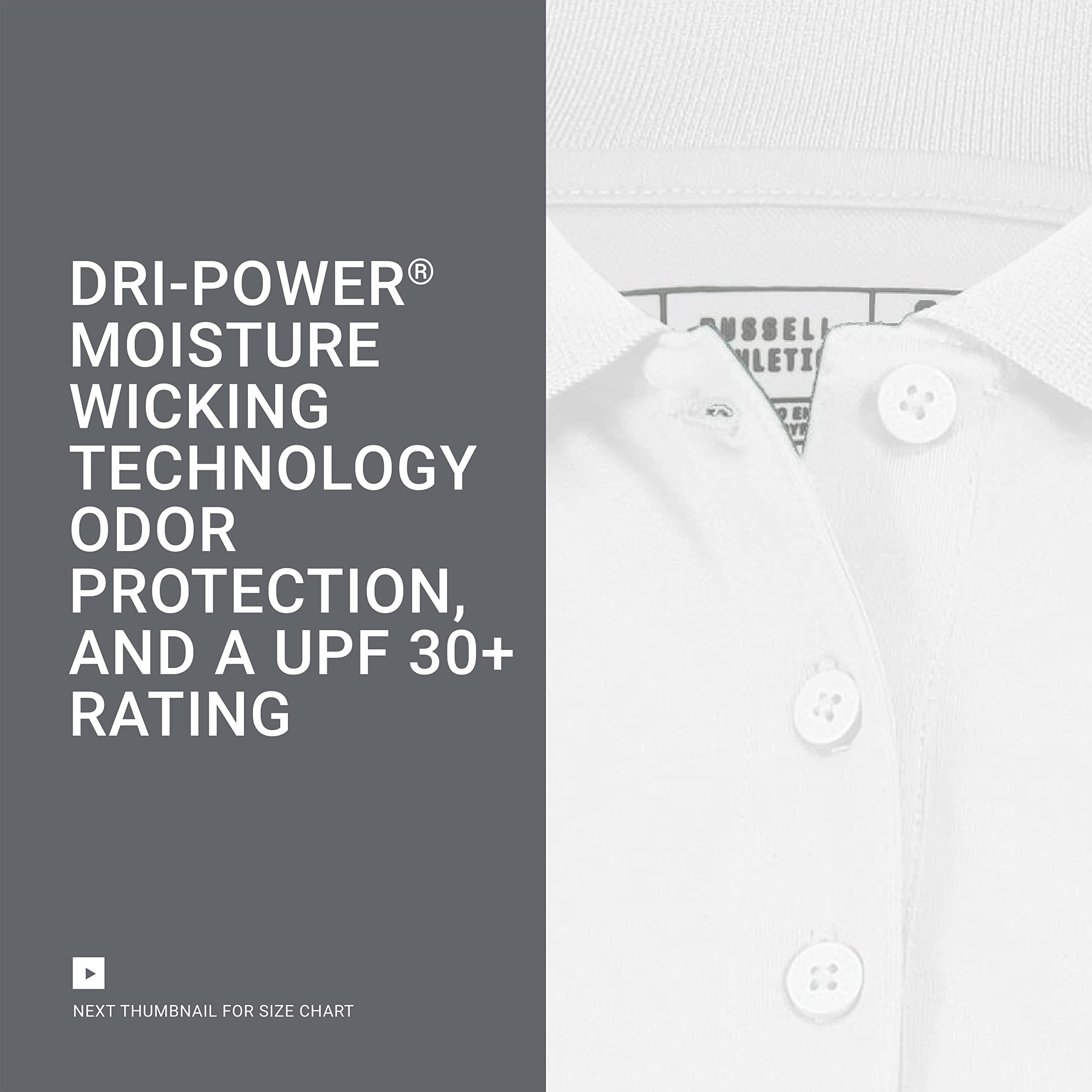Russell Athletic Women's Dri-Power Performance Golf Polo, White, Medium