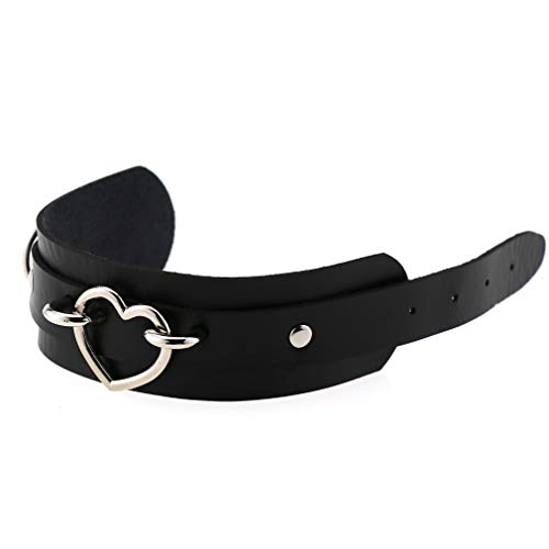 ZHQI Black Wristband Cuff Belt Bracelet Bangle Leather Rope Black Punk Rock Bracelet (Black style 2, Zinc Alloy)