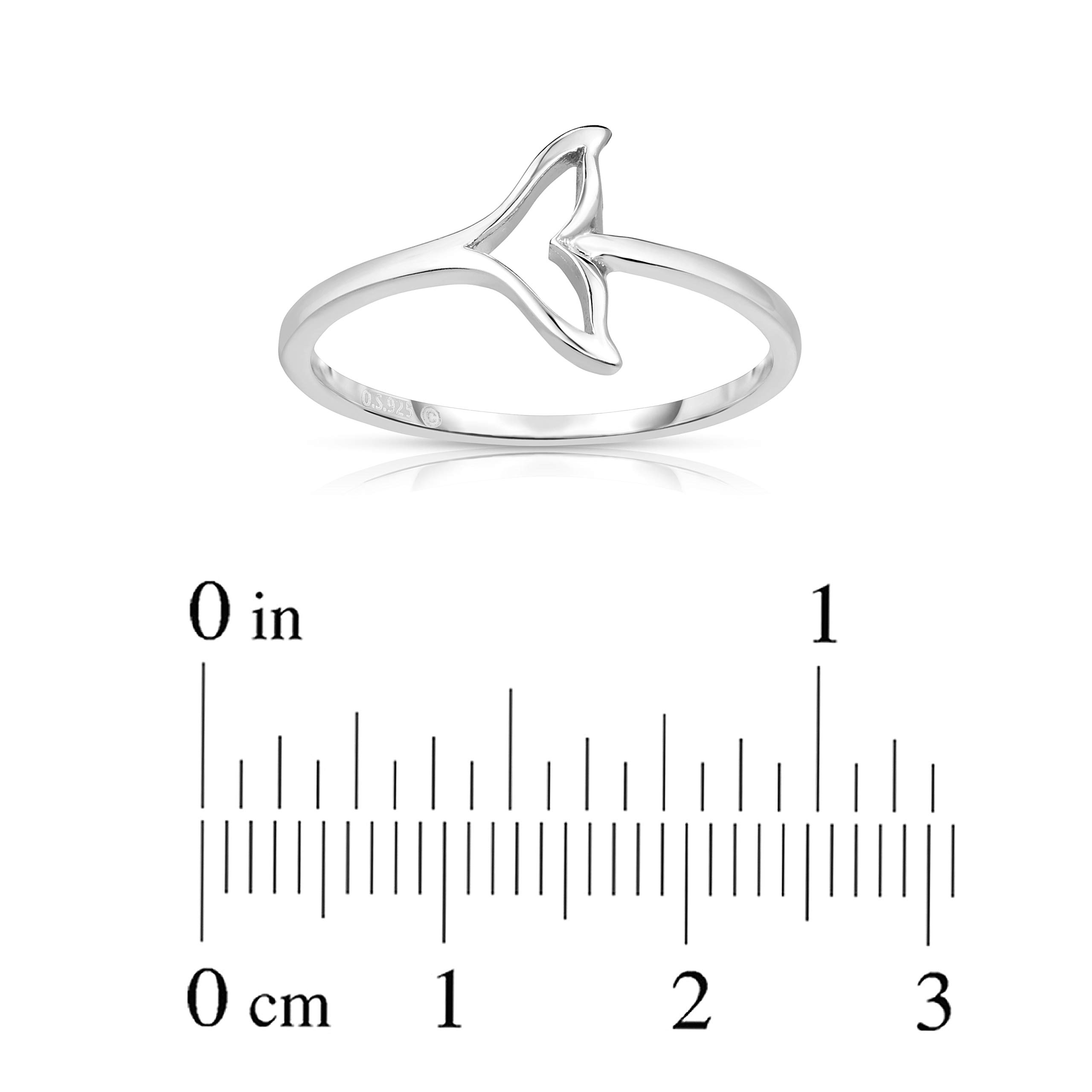 Unique royal jewelry 925 Solid Sterling Silver Ocean Orca (Killer Whale) Tail Designer Ring. (Rodium-Plated Sterling Silver Size-10)