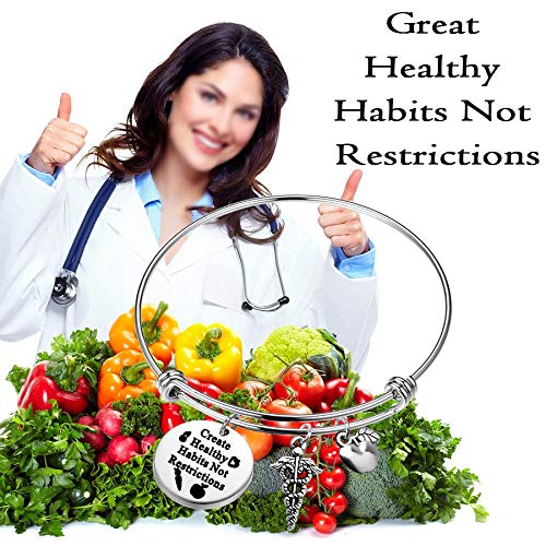 TGBJE Nutritionist Bracelet - Stainless Steel Strand with Healthy Charm - Dietitian Gift for Graduation or Just Because