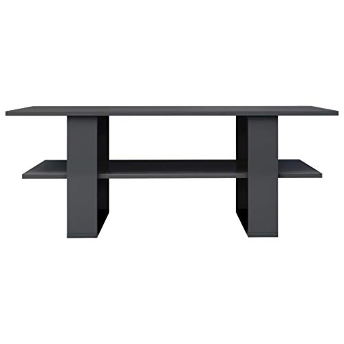 QJBSAVVA Coffee Table High Gloss Gray 43.3"x21.7"x16.5" Engineered Wood,Entrance Table Tray Tables Center Table Low Table Suitable for Meeting Rooms, Reception Rooms, Offices