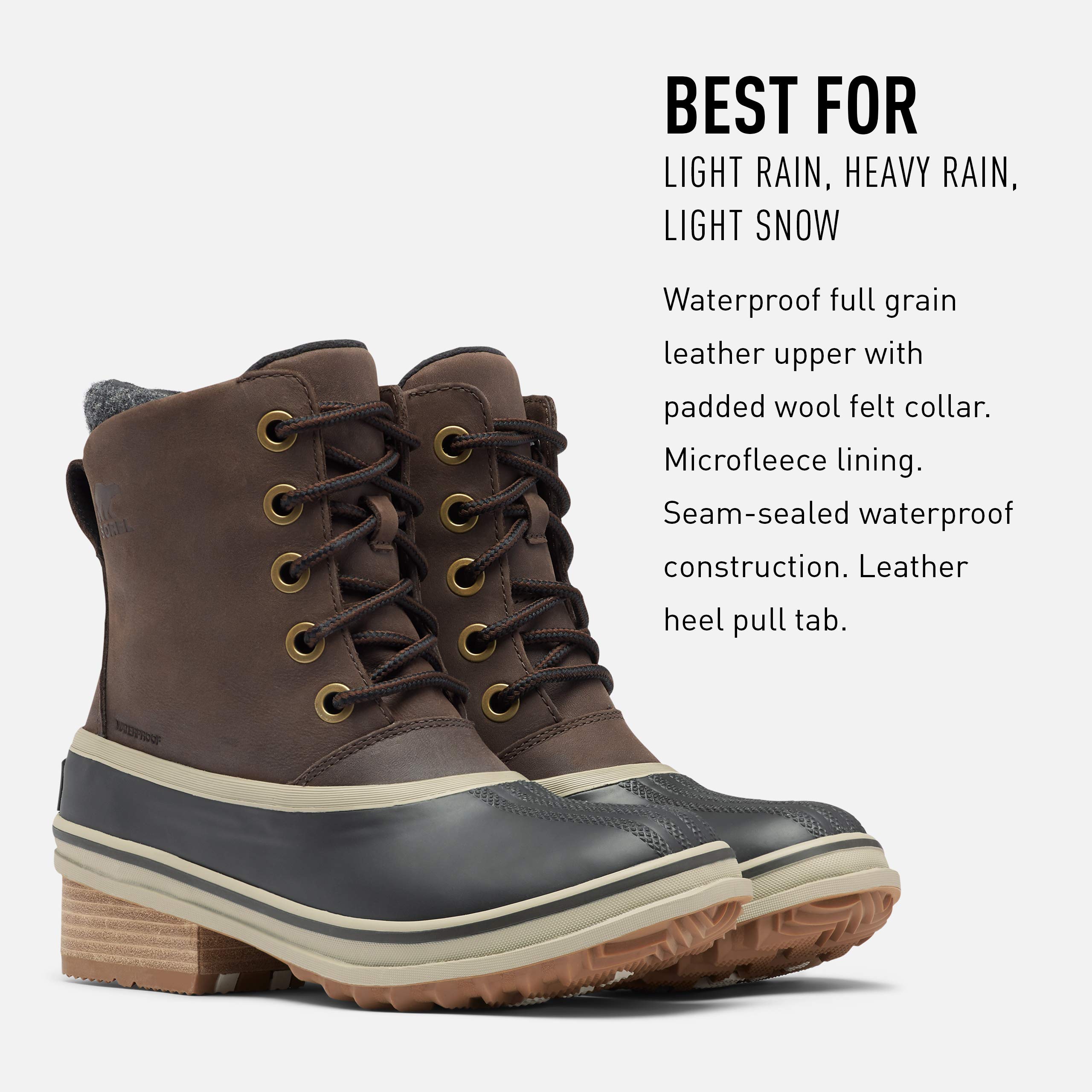 Sorel Women's Slimpack III Lace - Rain and Snow - Waterproof - Blackened Brown - Size 9