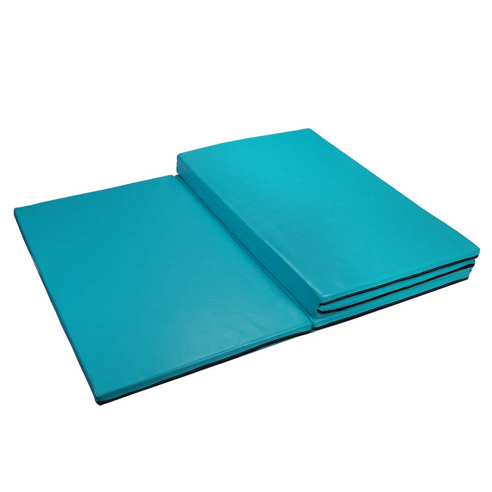 Polar Aurora 4'x8'x2 Thick Folding Panel Gymnastics Gym Exercise Aerobics Mats Stretching Fitness Yoga (Blue-green)