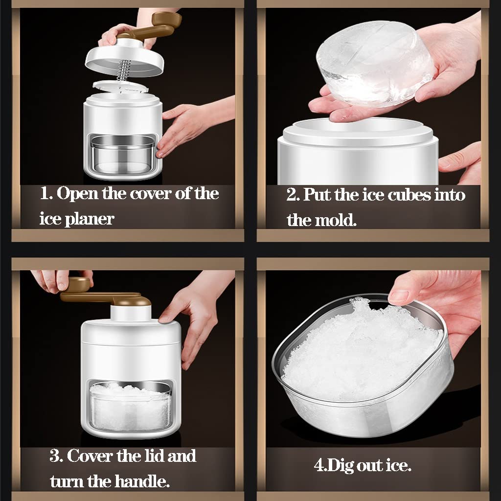 Shaved Ice Snow Cone Machine Portable Ice Crusher Manual Crushed Ice Crusher Shaver with Ice Bowl Ice Shaver Machine for Home Use,Slushie Machine with Ice Cube Tray