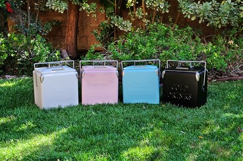 Permasteel 14-Quart Small Cooler Ice Chest | Retro Vintage Classic Style Hard Metal Cooler, PS-A205-14QT-TQ, Beverage Cooler for Camping Beach Picnic, Turquoise