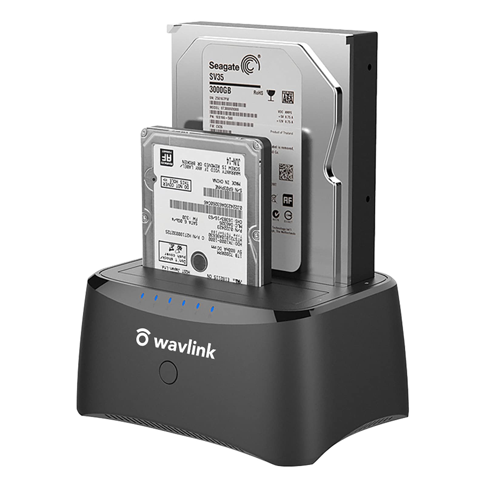 WAVLINK USB 3.0 to SATA I/II/III Dual Bay External Hard Drive Docking Station,Tool-Free External Hard Drive Dock for 2.5/3.5 inch HDD/SSD,Support Offline Clone,2x16TB with 12V/3A Power Adapter