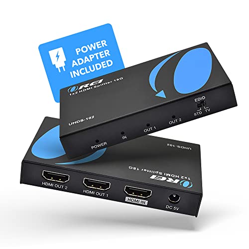 OREI UltraHD 4K @ 60 Hz 1 X 2 HDMI Splitter 1 in 2 Out 2 Port 2: 8-Bit - HDMI 2.0, HDCP 2.0, 18 Gbps, EDID, Duplicate / Mirror 4K Screens - UHDS-102