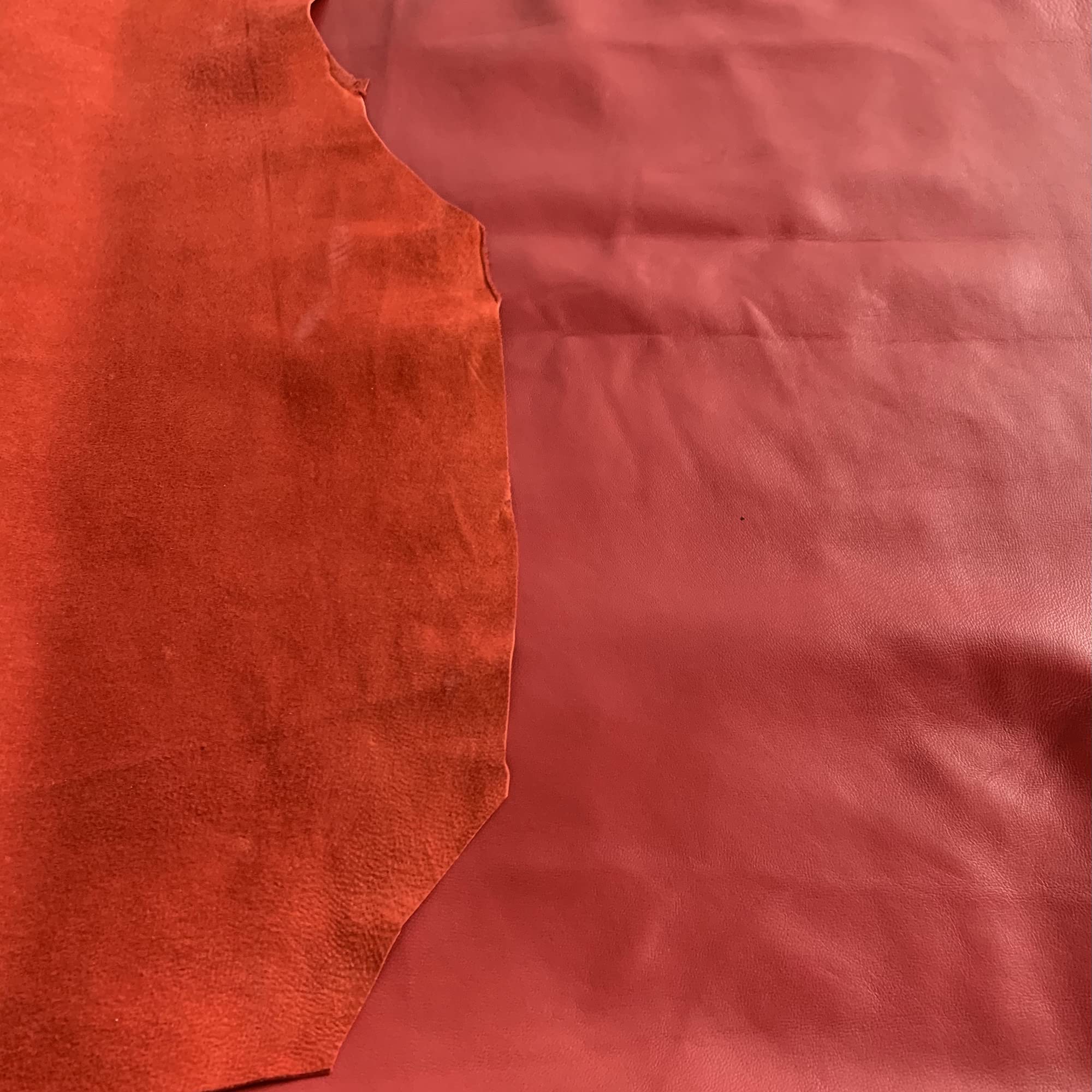 Quality Leather Hide - Red Color - Genuine Lambskin Craft Material - 5 sq ft AVG 26¨x 24¨ Longest and widest - Sewing Projects - Upholstery Fabric Supply - Leather Treasure Shop