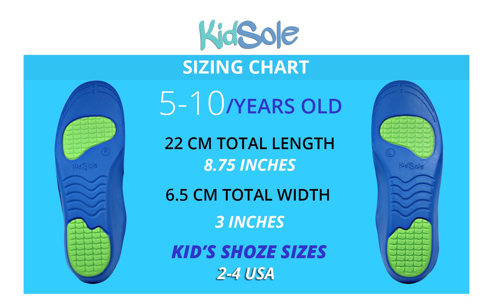 Orthotics Premium Medical Grade Insole for Children with Heel and Arch Problems (22 CM) Kids Size 2-3.5