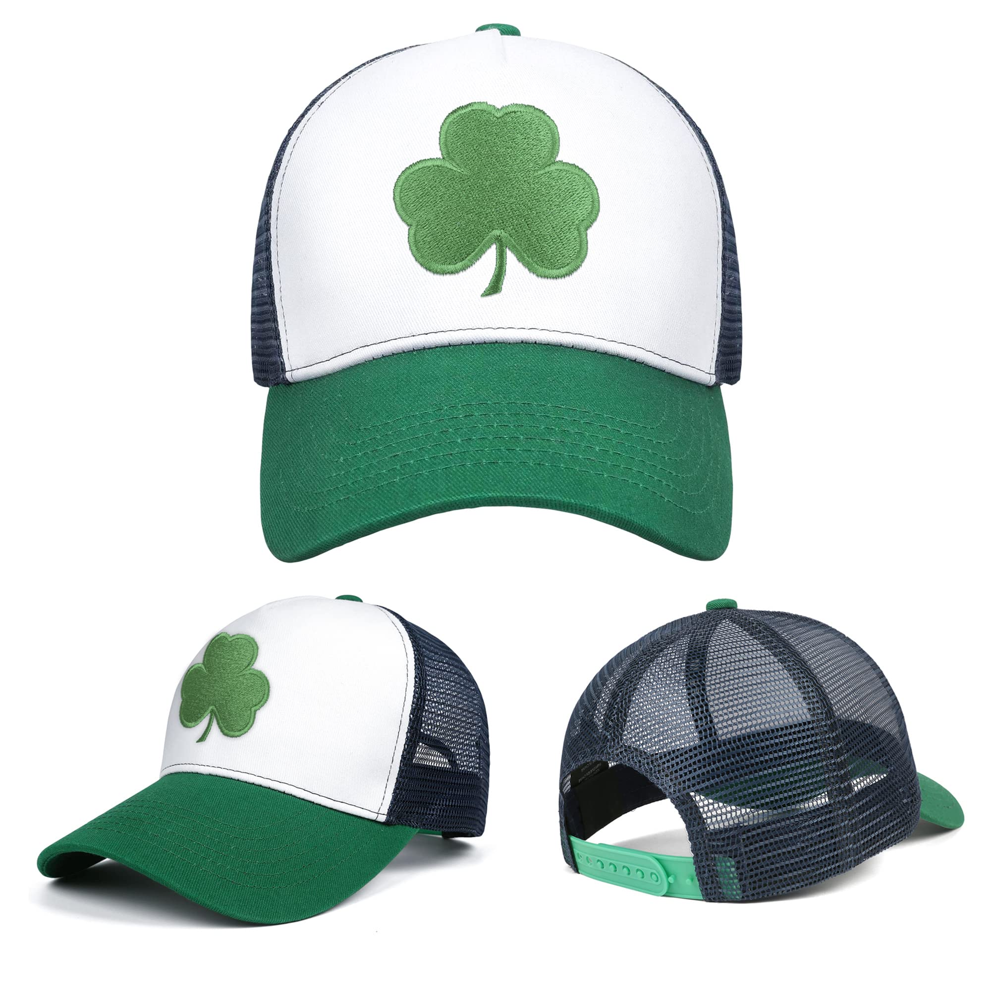 St Patricks Day Hat Green Irish Clover Shamkrock Sun Hat for Women Men Green Printed Cap